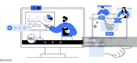 차트를 사용한 온라인 학습 프레젠테이션 디지털 쇼핑 인터페이스 장바구니를 가리키는 손 가격에 대한 스톡 벡터 아트 및 기타 이미지 가격 가리키기 개념 Istock