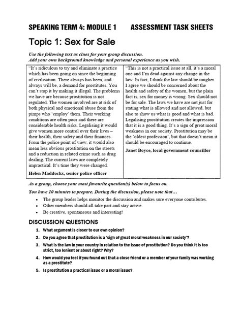 Spk T4 Assessment Topic 1 Sex For Sales Pdf Prostitution Social Ethics