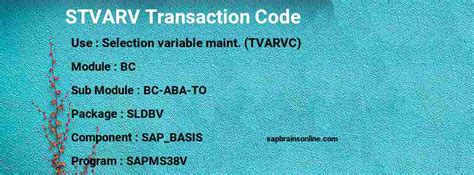 stvarv sap tcode for selection variable maint tvarvc