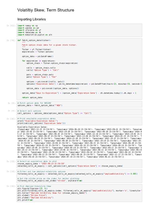 Term Structure And Volatility Skew Volatiltiy Skew Term Structure