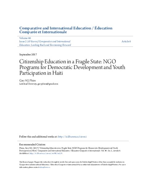Pdf Citizenship Education In A Fragile State Ngo Programs For