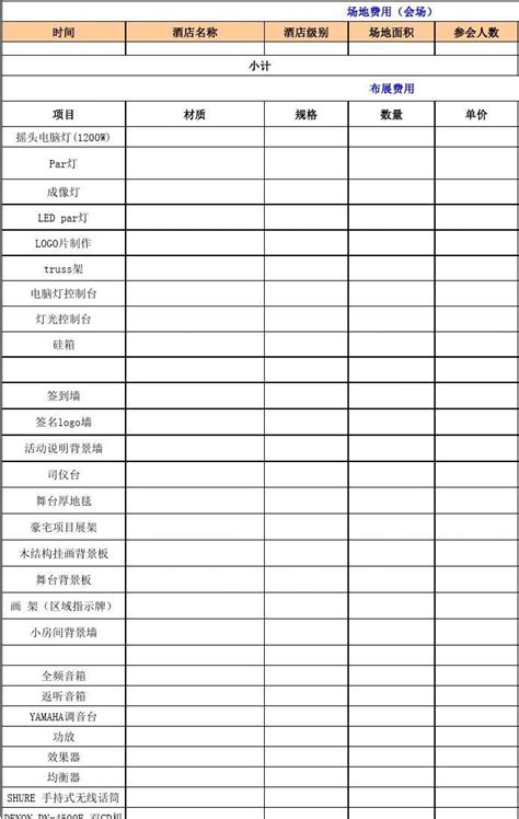 展会预算表格 word文档在线阅读与下载 免费文档