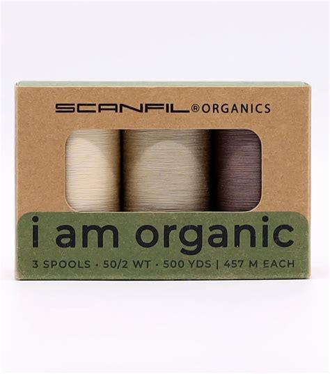 Scanfil Organic Cotton 50wt 3 Spool Thread Set Tan Shades Lindas