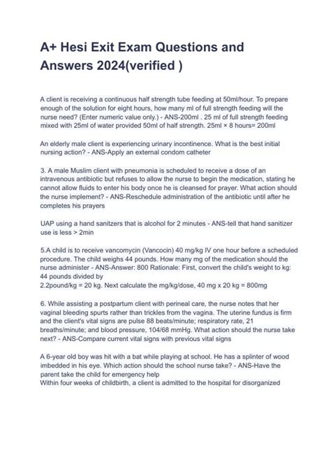 A Hesi Exit Exam Questions And Answers Verified Counseling Skills Solutions Stuvia UK