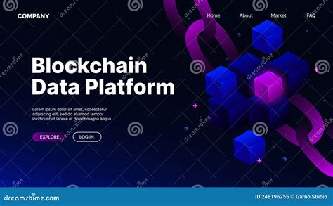 Blockchain Data Platform Landing Page Template Stock Vector