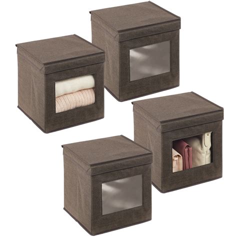Mdesign Fabric Stackable Cube Storage Organizer Box 4 Pack Espresso