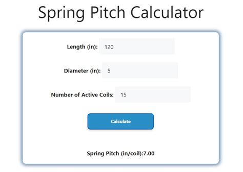Spring Pitch Calculator Savvy Calculator