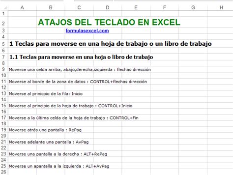 Atajos Del Teclado En Excel Fórmulas Excel Ejemplos Tips Y Tutoriales Para Dominar Excel