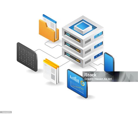 빅 데이터 스토리지 서버의 평면 아이소메트릭 3d 그림 개념 0명에 대한 스톡 벡터 아트 및 기타 이미지 0명 3차원 형태 개념 Istock