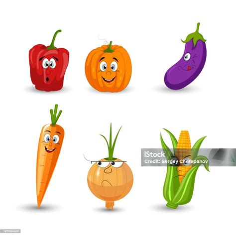 만화 야채 캐릭터 컬렉션 귀여운 양배추 오이 당근 브로콜리 토마토 어린이를위한 후추 벡터 음식 일러스트 레이 션 개체 그룹에 대한 스톡 벡터 아트 및 기타 이미지 Istock