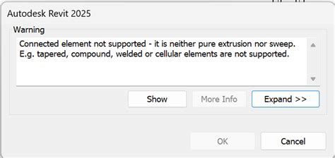 Connected Element Not Supported When Applying A Connection Or A Weld On A Beam In Revit