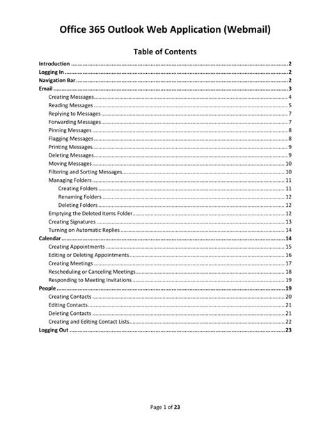 Pdf Office 365 Outlook Web Application Webmail Instruction Dokumentips