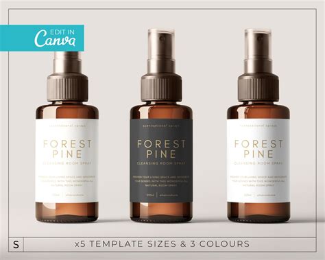 Minimalist Room Spray Bottle Label Template Gold Fragrance Label