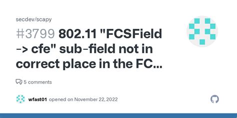 80211 Fcsfield Cfe Sub Field Not In Correct Place In The Fcs