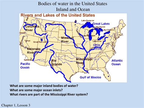 Bodies Of Water In Usa Map Printable Map Of Usa