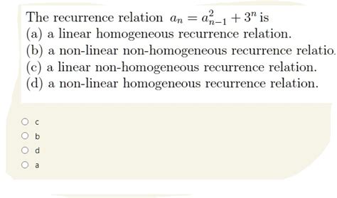 Solved The Recurrence Relation N A21 3is Linear Homogeneous