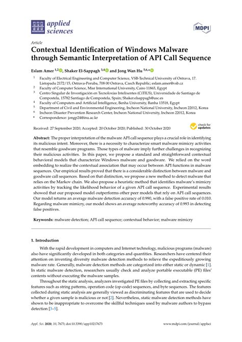 Pdf Contextual Identification Of Windows Malware Through Semantic Interpretation Of Api Call