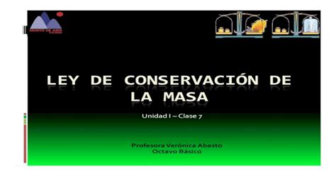 Ley De ConservaciÓn De La Masa · Ley De ConservaciÓn De La Masa Unidad I Clase