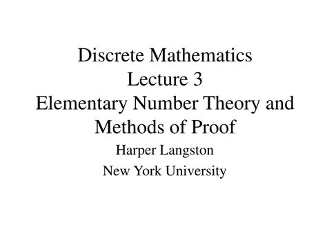 Ppt Discrete Mathematics Lecture 3 Elementary Number Theory And