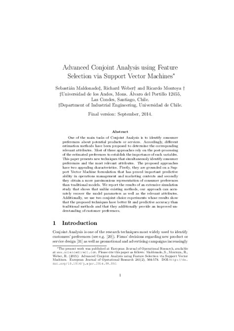 pdf advanced conjoint analysis using feature selection via support