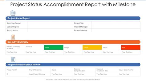 Project Status Accomplishment Report With Milestone Presentation Graphics Presentation