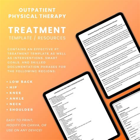 Outpatient Physical Therapy Treatment Template Resources Etsy
