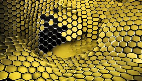 Abstract Geometric Hexagonal Structure Yellow Background With Empty