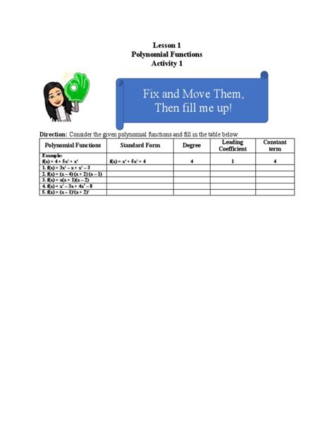 Lesson 1 Activity 1 Illustrating Polynomial Functions Pdf