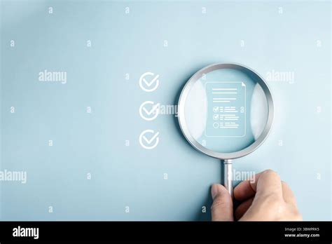 Survey Document Checking Process Showing Magnifying Glass Focusing On