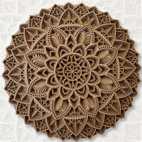 Wooden 3d Laser Cut Multi Layered Decorative Mandala Wall Décor 12 X
