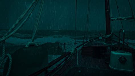 긴 하루의 피로를 잊고 바다 위 부드러운 비와 천둥 소리가 있는 공간에서 휴식하세요 잔잔한 파도 위에 떠 있는 작은 배 😪 Youtube