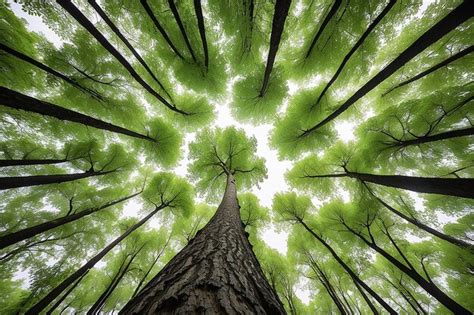 Perspective Of Beautiful Tree Canopy Premium AI Generated Image