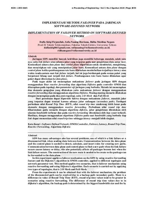 Pdf Implementasi Metode Failover Pada Jaringan Software Defined Network