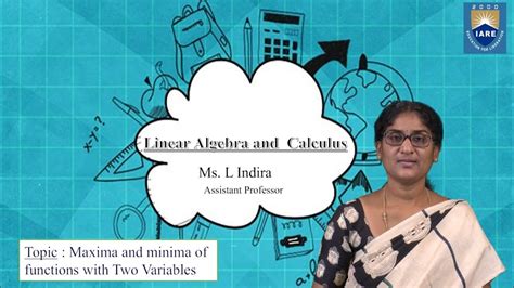 Maxima And Minima Of Functions With Two Variables By Ms L Indira Youtube