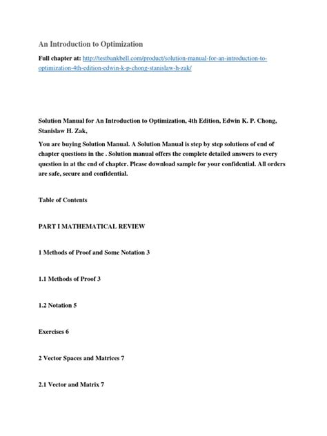 Solution Manual For An Introduction To Optimization 4th Edition Edwin K