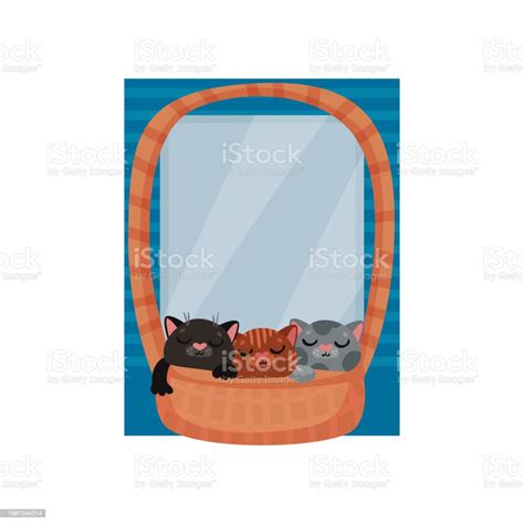 새끼 고양이 귀여운 사진 프레임 사진 또는 텍스트 카드 흰색 배경에 그림 프레임 벡터 일러스트 레이 션에 대 한 공간을 가진 아이 들을 위한 앨범 템플릿 0명에 대한 스톡