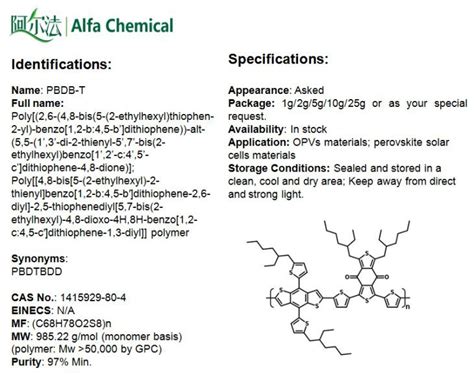 China Pbdb T Pbdtbdd Cas No 1415929 80 4 Manufacturers Free