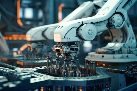 Smart Industry Robot Arms For Digital Factory Production Technology Showing Automation