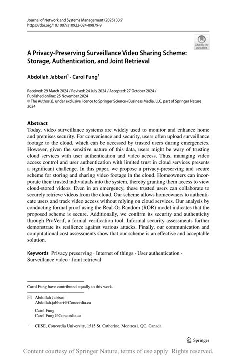 A Privacy Preserving Surveillance Video Sharing Scheme Storage Authentication And Joint Retrieval