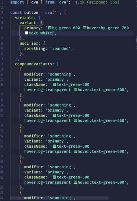 Tailwind Intellisense Stops Working Based On Size Of Cva Object · Issue 77 · Joe Bellcva · Github