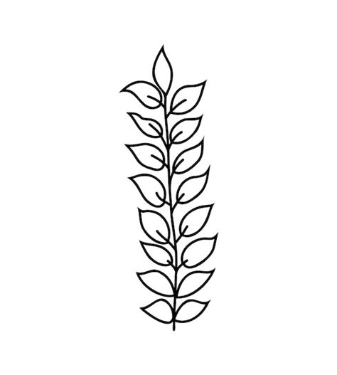 Premium Vector Floral Branch Linear Doodle Hand Drawing Sketch Leaves Branch Icon