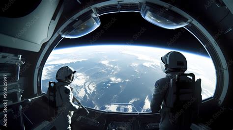Commercial Space Travel Scene With Tourists Enjoying The View Of Earth From A Futuristic