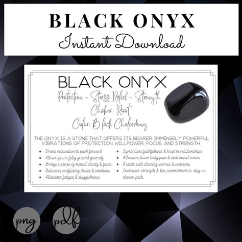 Black Onyx Stone ~ Printable Cards ~ Crystal And Stone Meaning