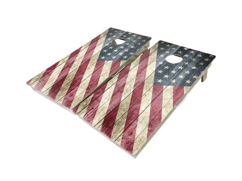 Rustic Barnwood Flag Cornhole Board Set Your Cornhole Store