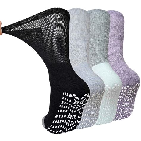 Amitofo Non Binding Diabetic Socks With Anti Slip Grips4 Pairs Loose