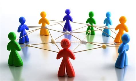 Network Connection Representation With Colorful Figures Interconnected By Strings Symbolizing