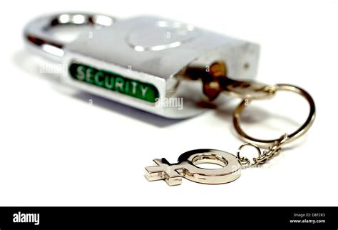 Padlock Security With A Female Gender Key Holder Stock Photo Alamy