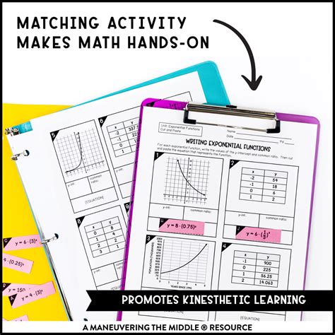 exponential functions activity bundle algebra 1 maneuvering the middle