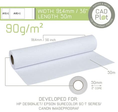 Cad Plot 90 Inkjet Paper 36 914mm X 50m 90gsm Plot It