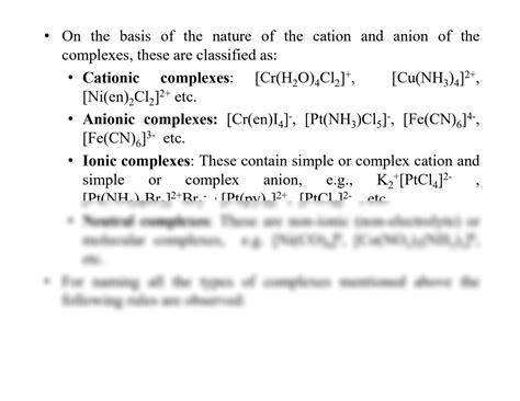 Solution Nomenclature And Structure Of Coordination Complexes With